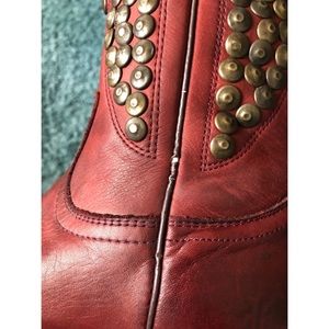 Frye | Shoes | Frye Billy Hammered Stud Burn Red Leather Boots | Poshmark